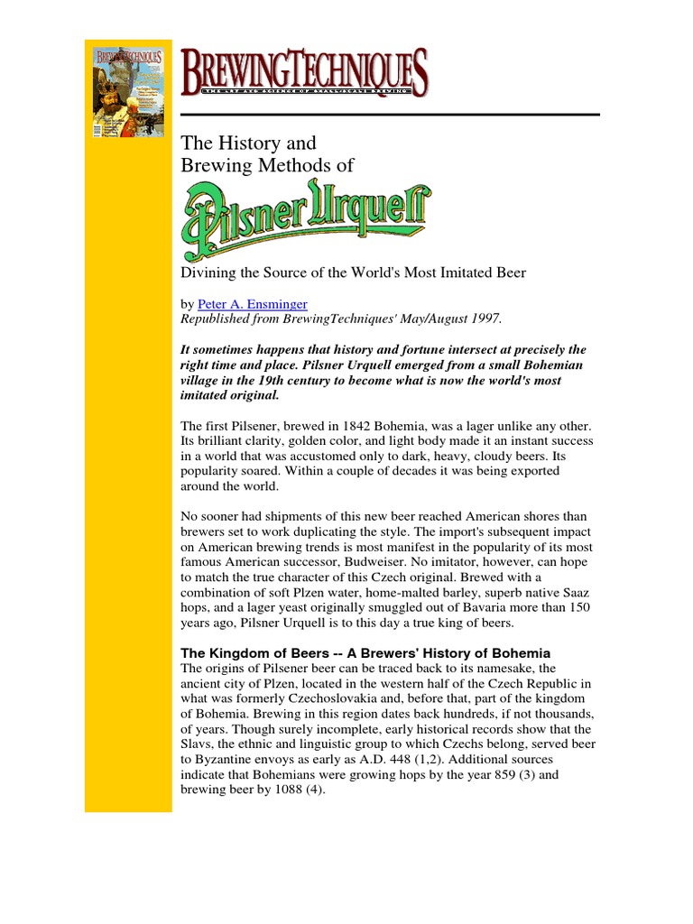 History of Pilsner Urquell Beer | PDF | Brewing | Brewery