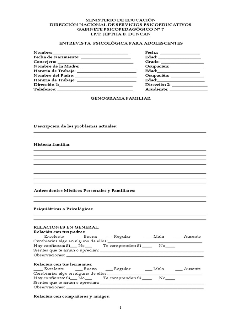 Entrevista para Adolescentes | PDF | Sistema nervioso | Sicología
