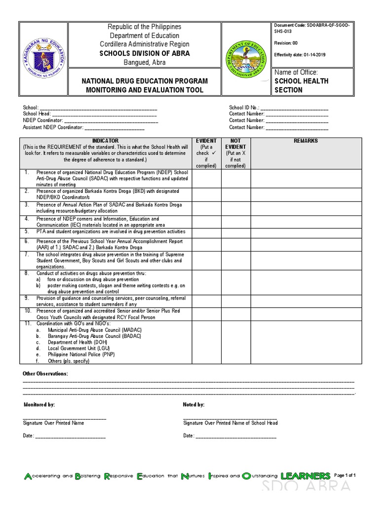 NDEP Monitoring Tool | PDF | Substance Abuse | Public Sphere