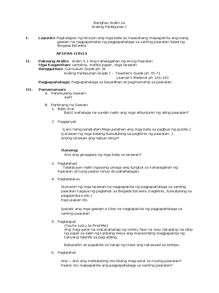 Semi Detailed Lesson Plan in Araling Panlipunan I | PDF