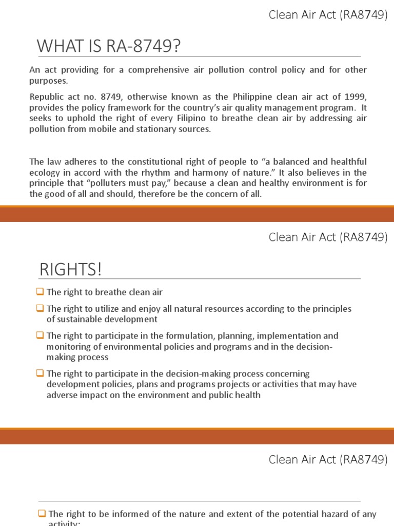 WHAT IS RA-8749?: Clean Air Act (RA8749) | PDF | Clean Air Act (United ...