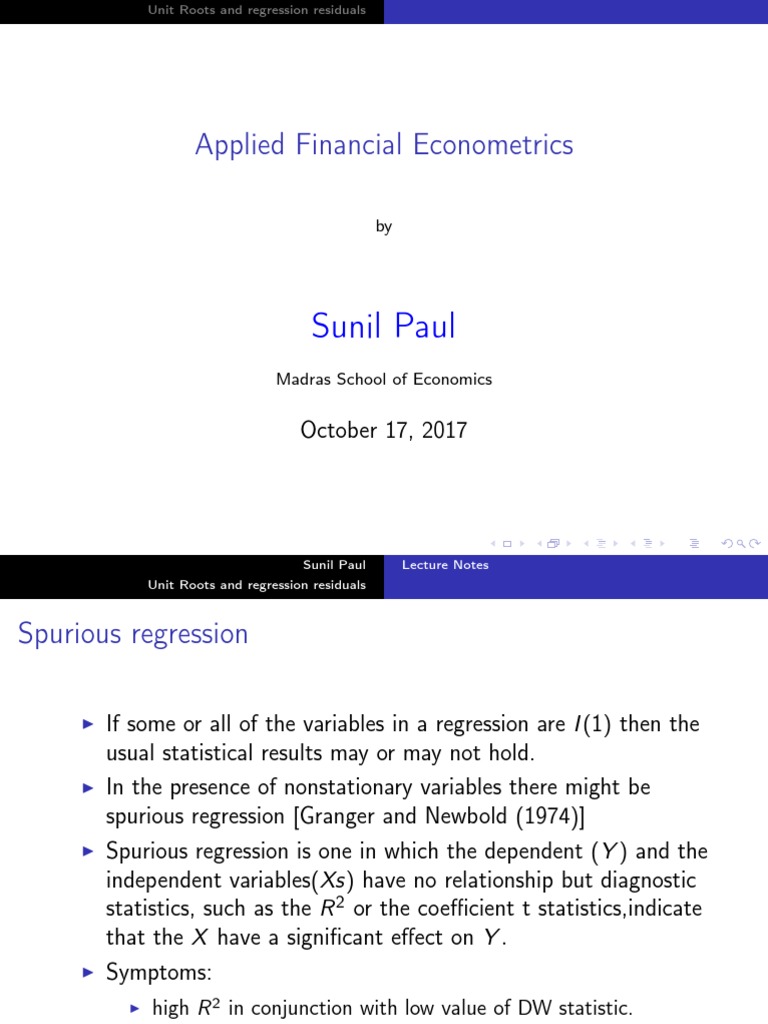 Regression Residuals and Unit Roots | PDF | Regression Analysis ...