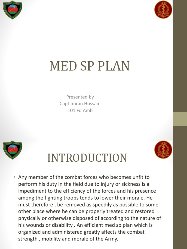Med SP Plan: Presented by Capt Imran Hossain 101 FD Amb | PDF | Health ...