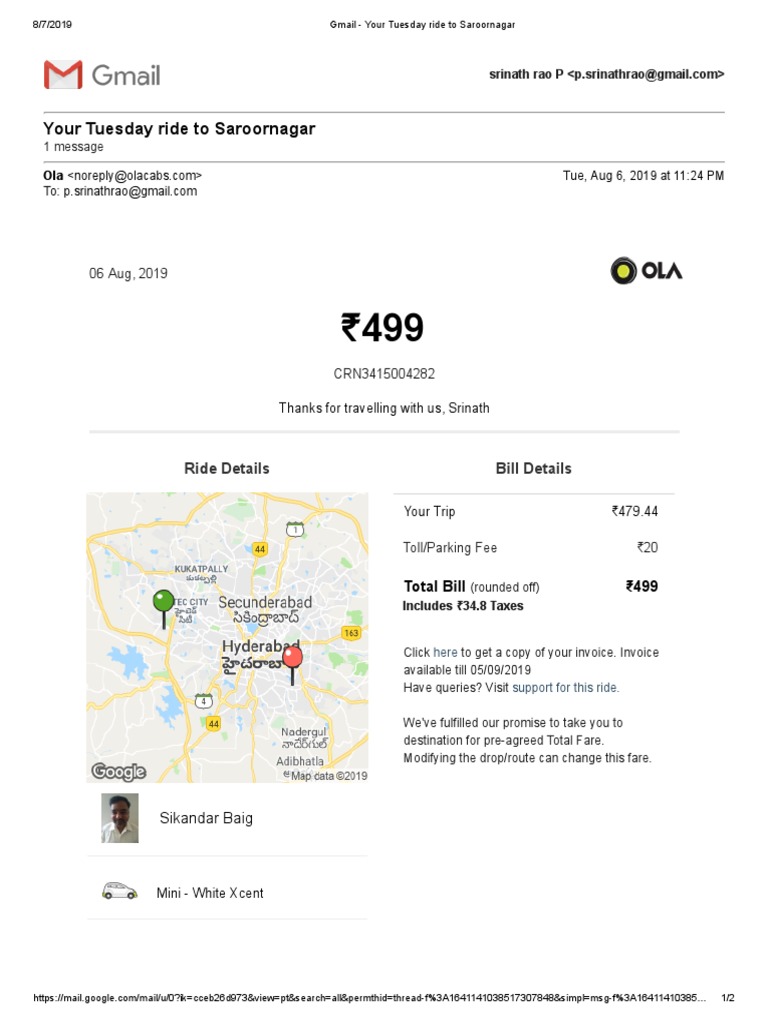 Ola Bill | PDF | Invoice | Business Documents