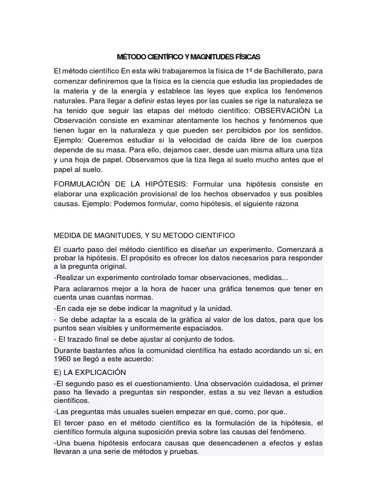 Magnitudes Metodo Cientifico | PDF | Método científico | Hipótesis