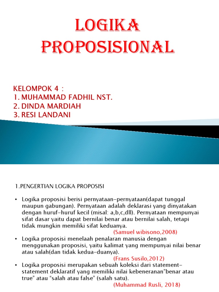 Logika Proposisi | PDF | Seni & Disiplin Bahasa | Kajian Bahasa Asing