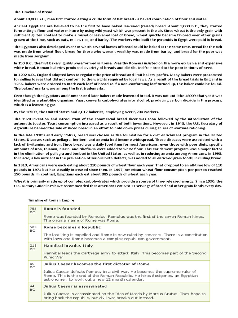Classic Culture and Bread Timeline | PDF | Breads | Mycenaean Greece
