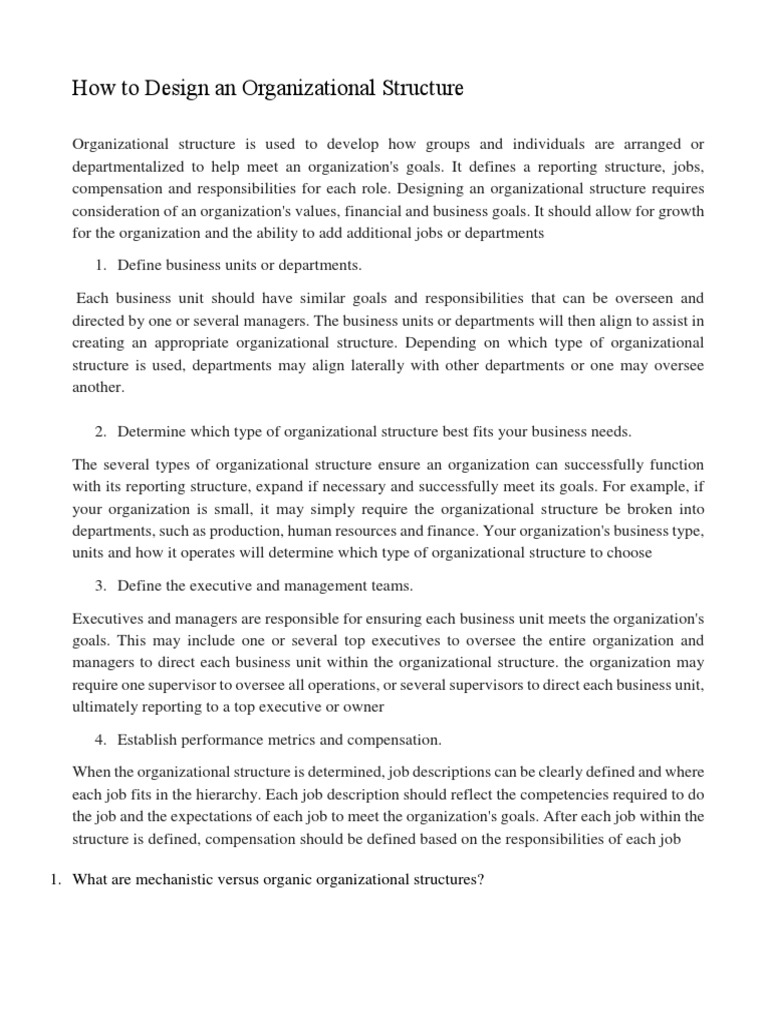 How To Design An Organizational Structure | PDF | Organizational ...