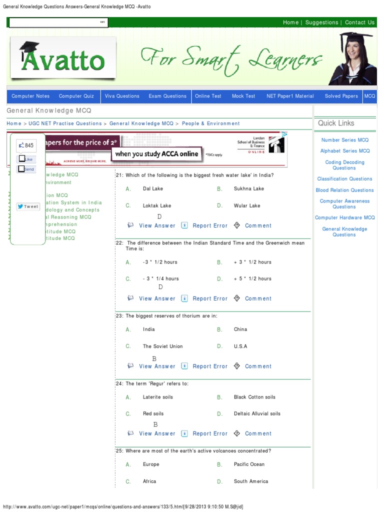 General Knowlege | PDF | Multiple Choice | Test (Assessment)