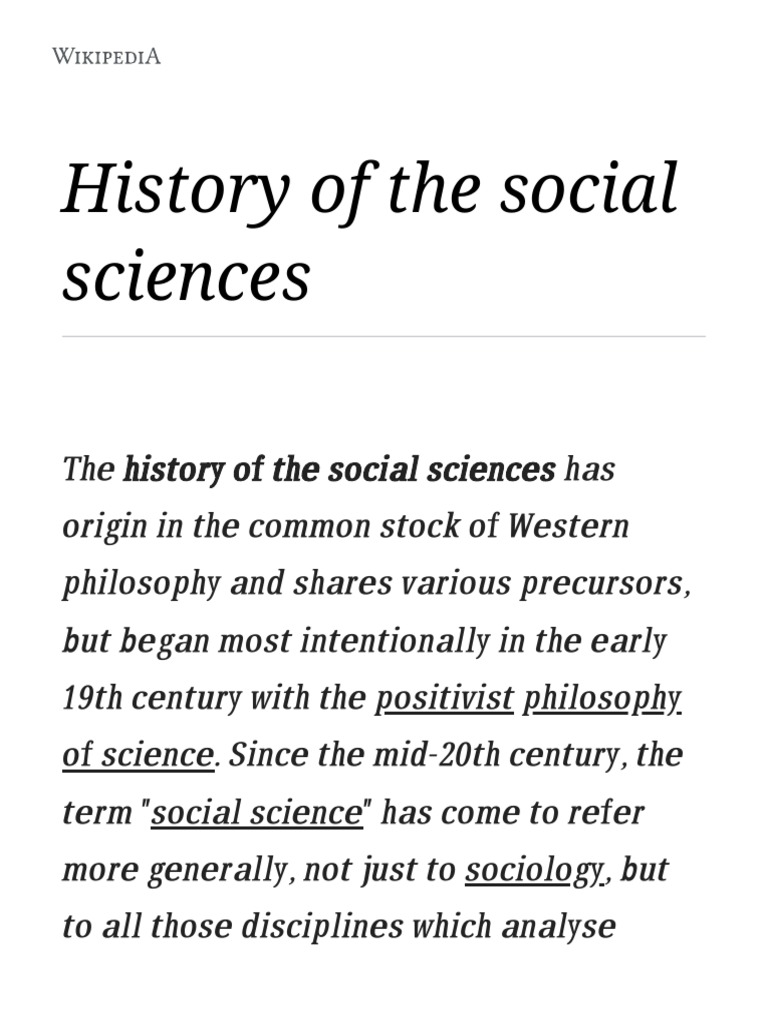 History of The Social Sciences - Wikipedia | PDF | Social Science ...