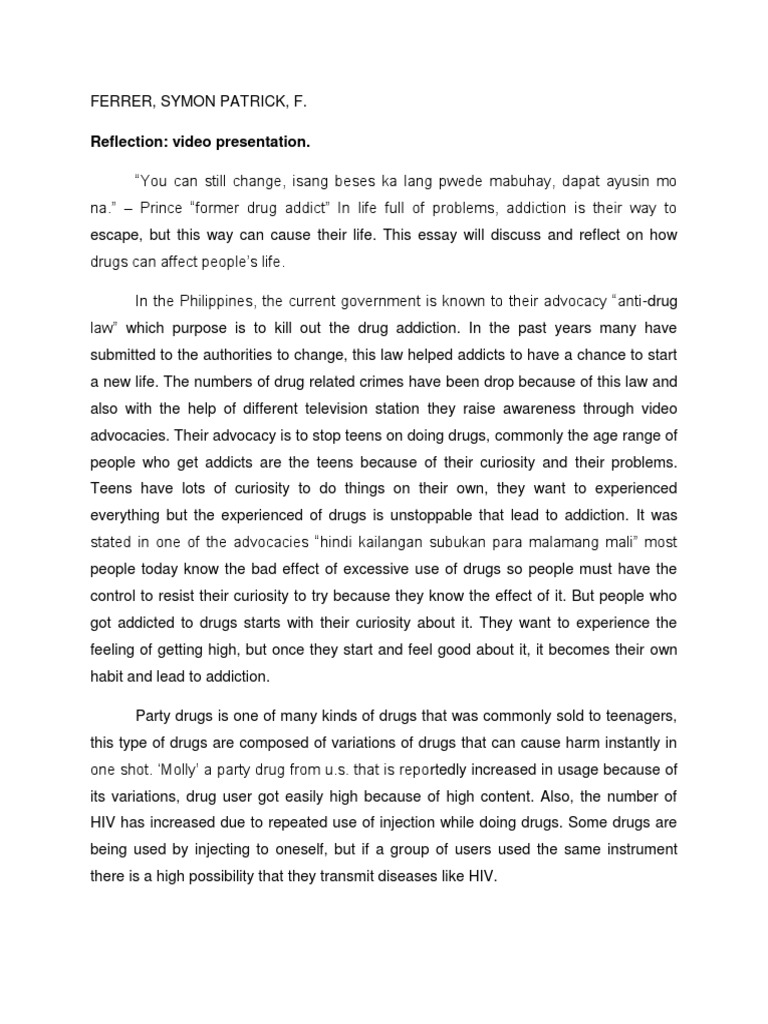 Reflection: Video Presentation | PDF | Substance Abuse | Adolescence