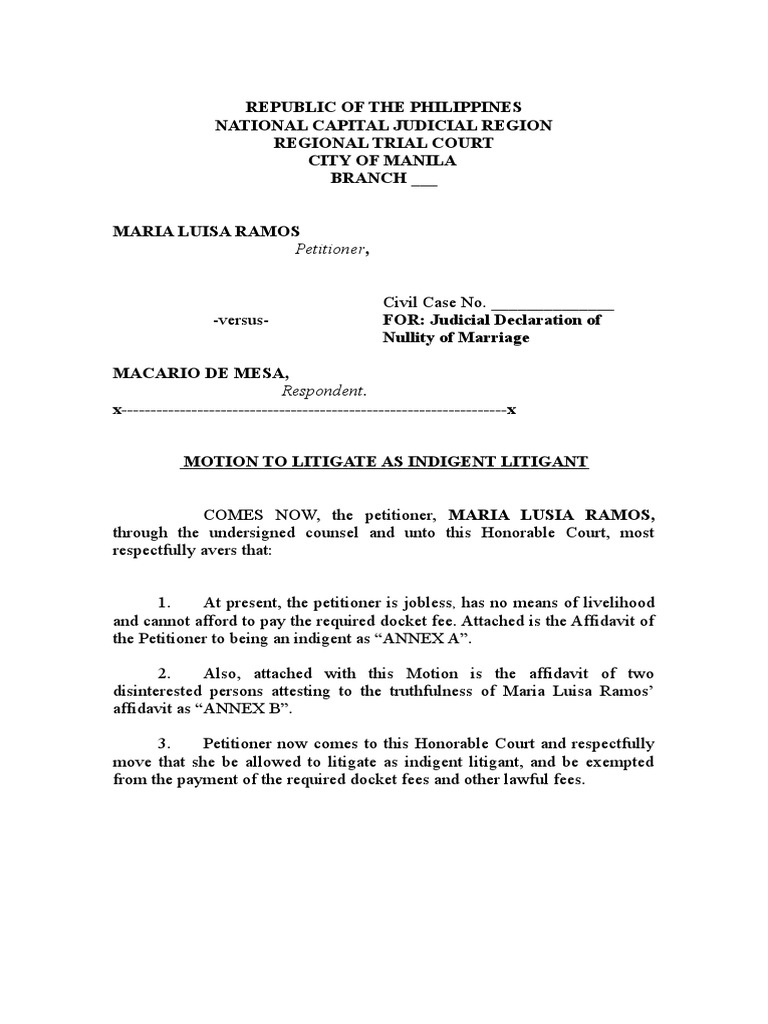 Motion To Litigate As Indigent | PDF | Affidavit | Lawsuit