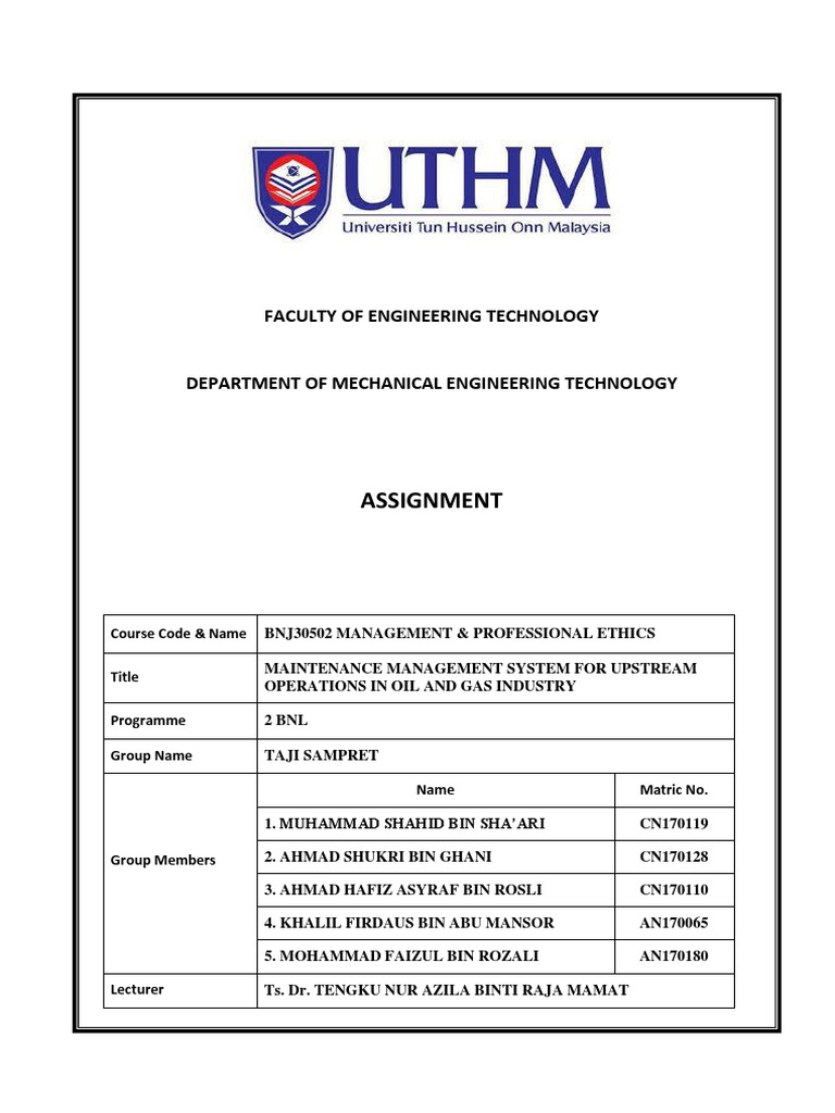 Front Page Format - Assignment | PDF