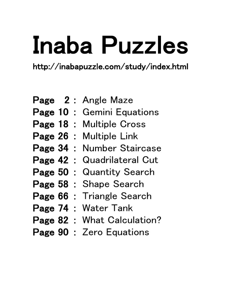 Inaba Puzzles - Questions PDF | PDF