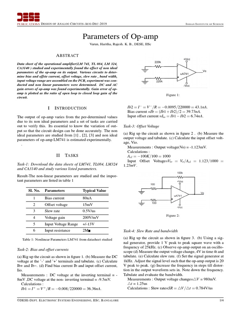 Parameters of Op-Amp: D A C - A - D - 2019 | PDF | Operational Amplifier | Amplifier