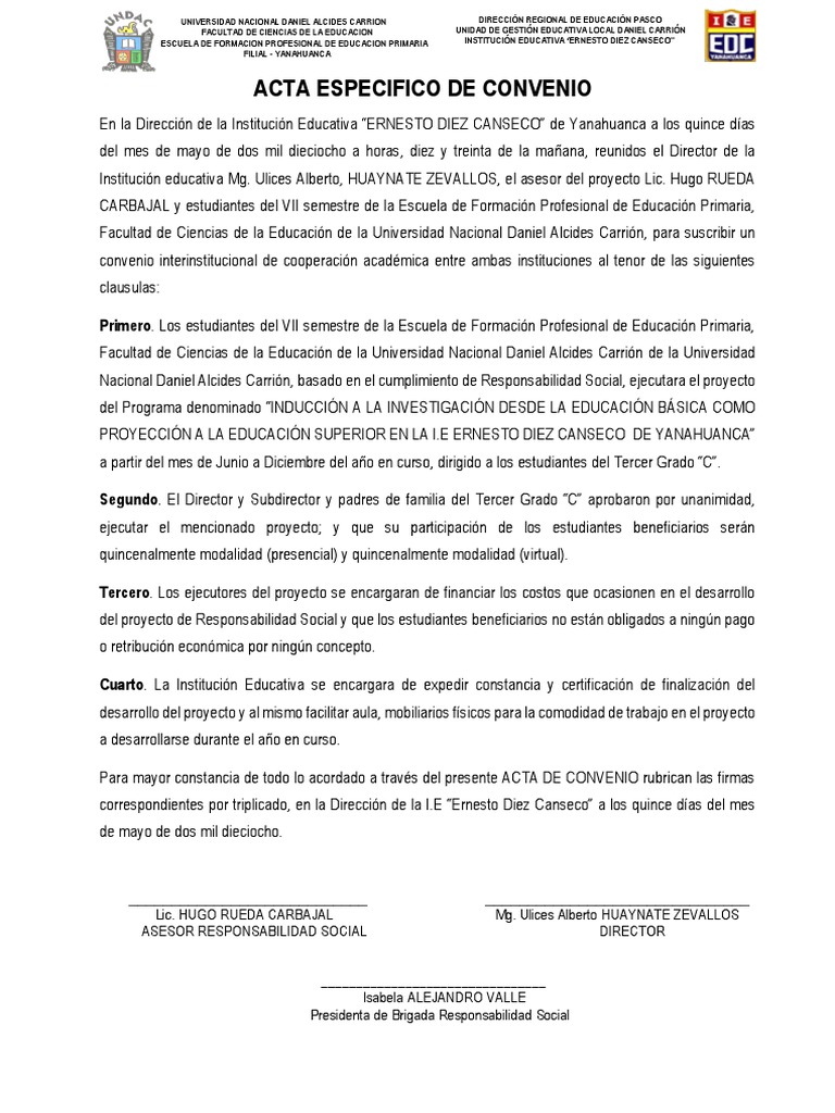 Convenio Undac Edc | PDF | Desarrollo profesional | Educación primaria