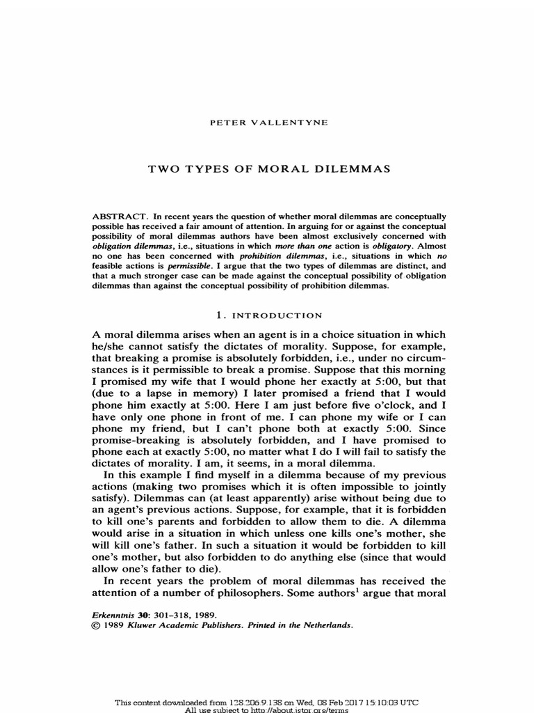 Two Types of Moral Dilemmas | PDF | Morality | Argument