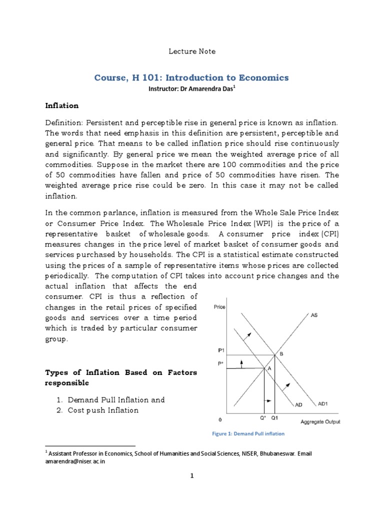 Course, H 101: Introduction To Economics: Inflation | Download Free PDF ...