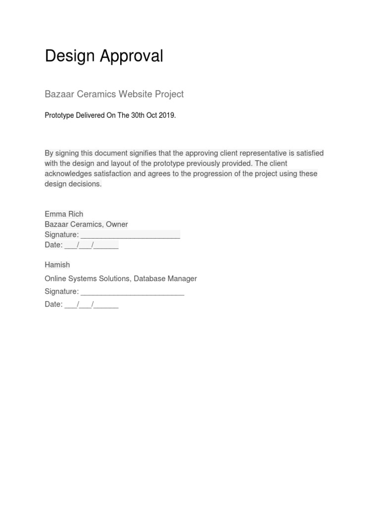 Design Approval Document | PDF