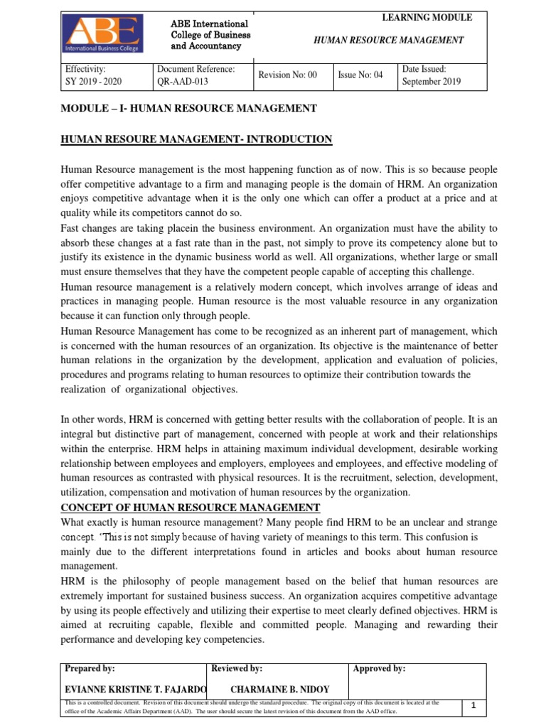 Human Resource Management Overview | PDF | Human Resources | Human ...