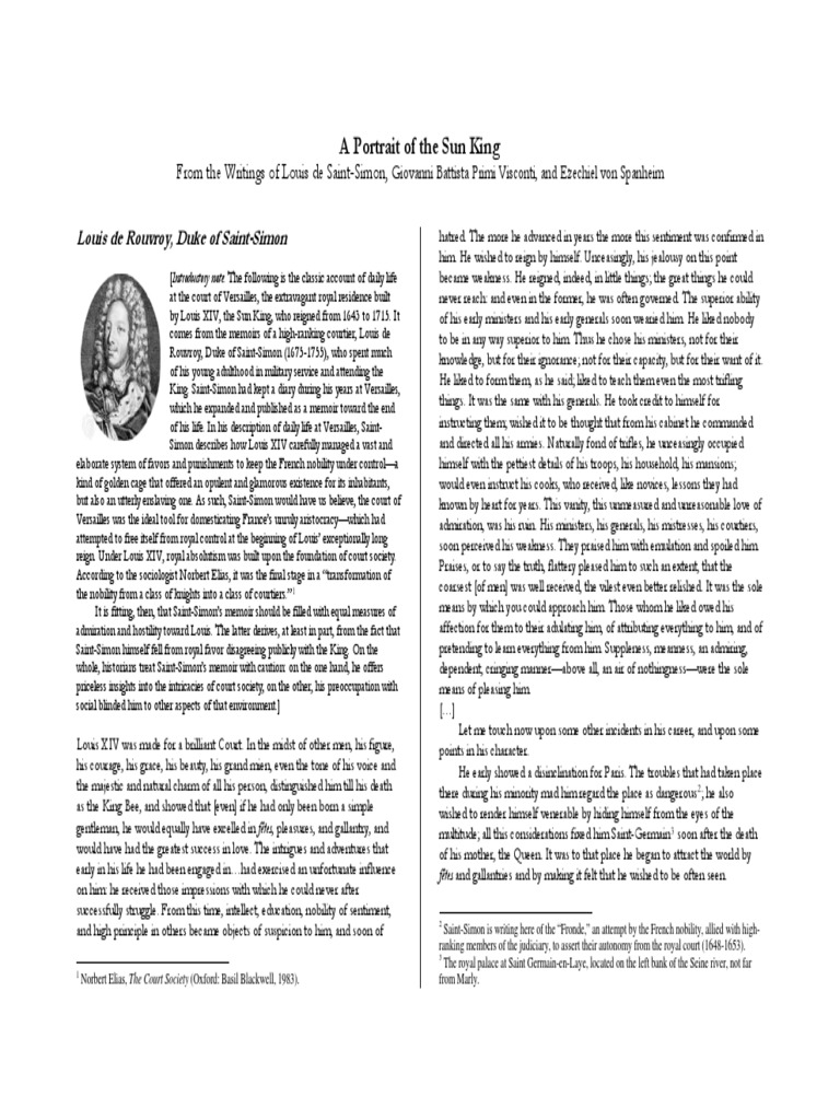 Louis de Rouvroy, Duke of Saint-Simon: A Portrait of The Sun King | PDF ...