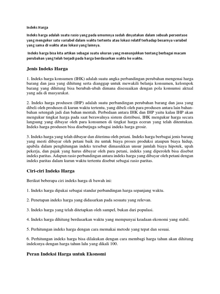 Metode dan Jenis Indeks Harga | PDF