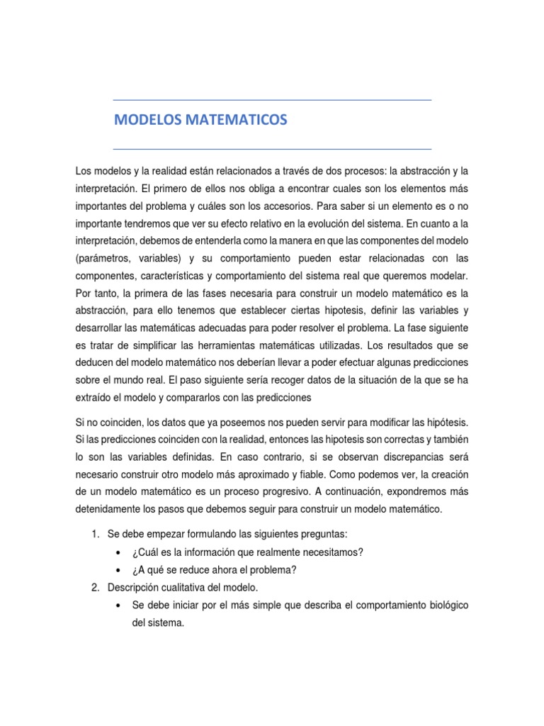 Modelos Matematicos | PDF | Modelo matemático | Ecuaciones