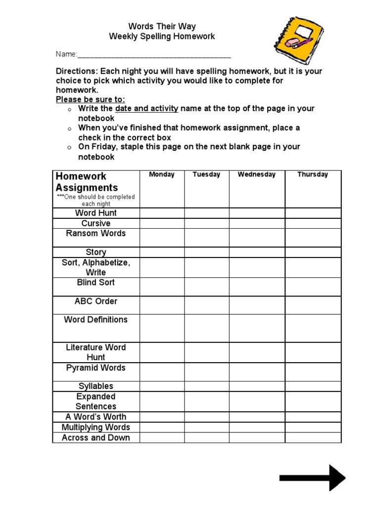 Words Their Way Weekly Homework | PDF | Letter Case | Word