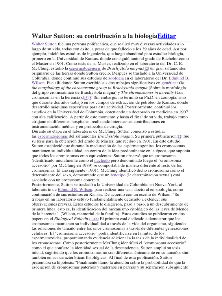 Walter Sutton | PDF | Ciencias de la vida | Biología