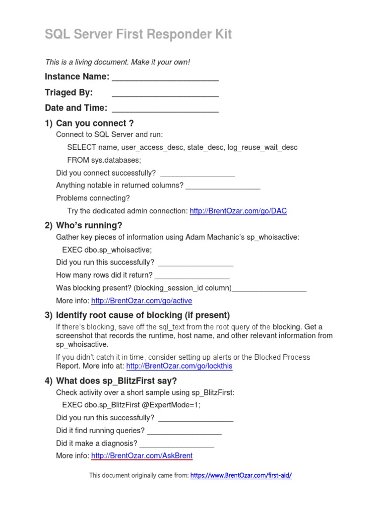 BrentOzar First Responder Kit | PDF | Microsoft Sql Server | Data Management Software