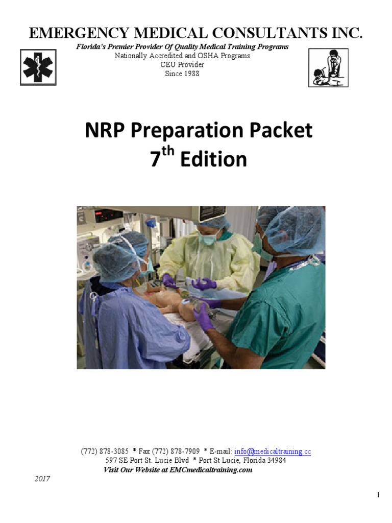 NRP Preparation Packet 7 Edition: Emergency Medical Consultants Inc ...
