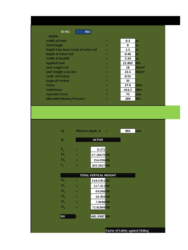 Calculations: Retaining Walls | PDF | Economic Sectors | Classical ...