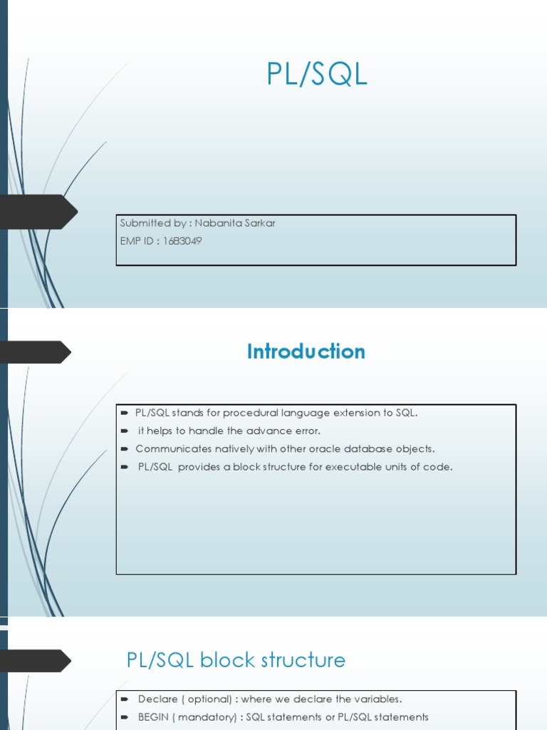 Presentation 1 Pdf Pl Sql Subroutine