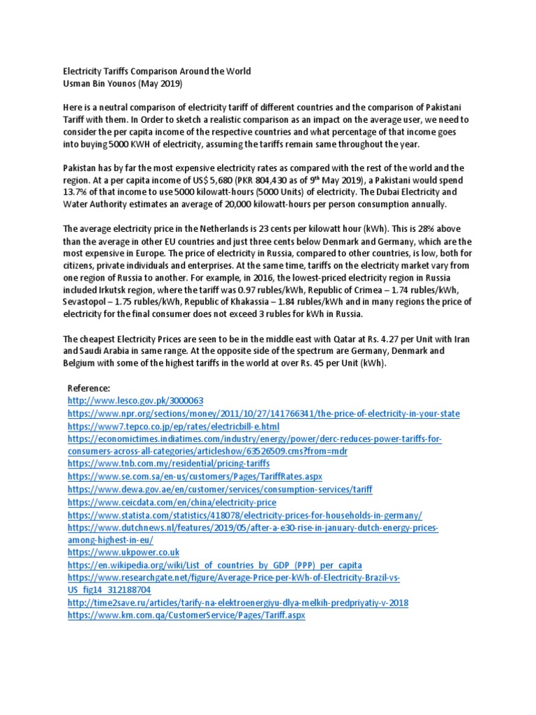 Electricity Tariff Comparison | PDF | Kilowatt Hour | Tariff