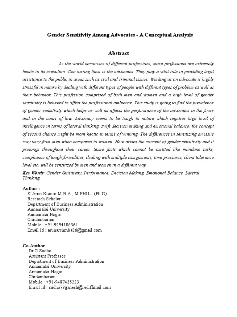 Gender Sensitivity in Legal Advocacy | PDF | Gender Role | Gender