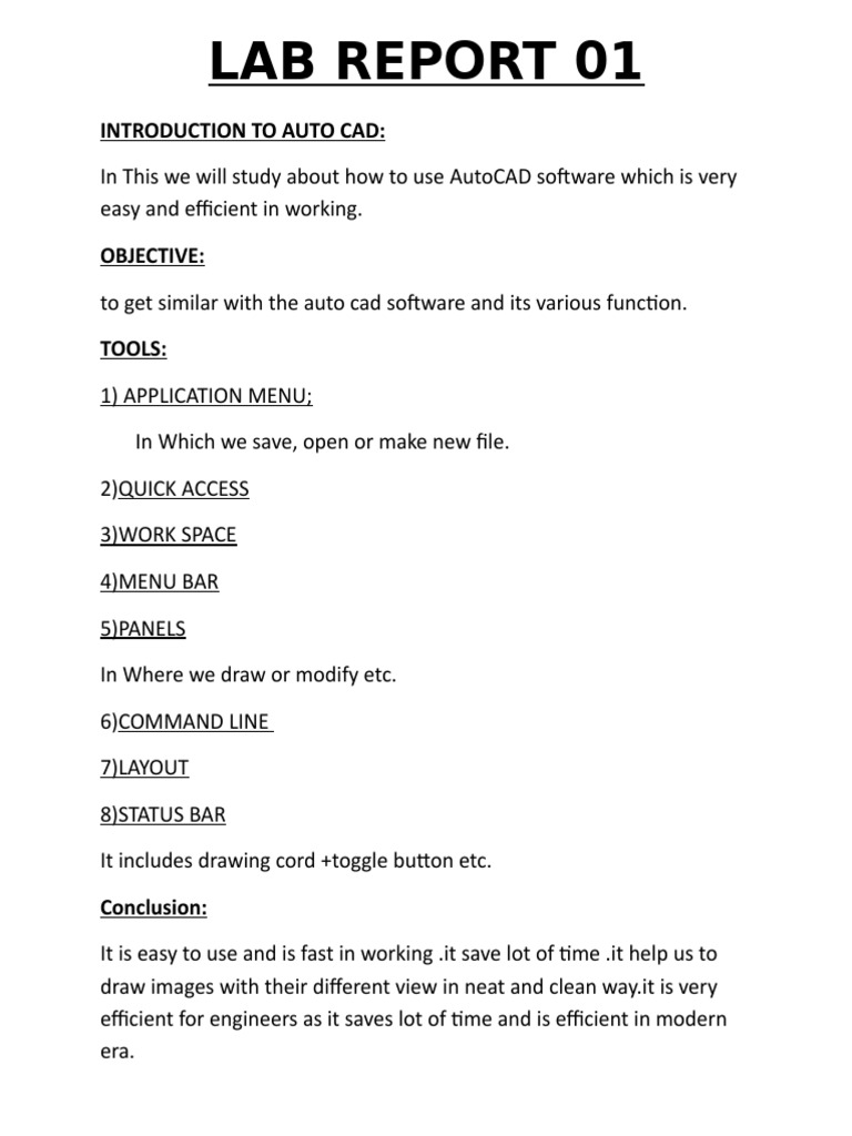 Lab Report 01: Introduction To Auto Cad