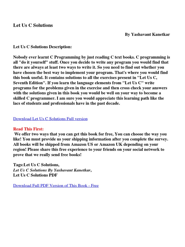 Let Us C Solutions Pdfs 305692 Pdf Pdf