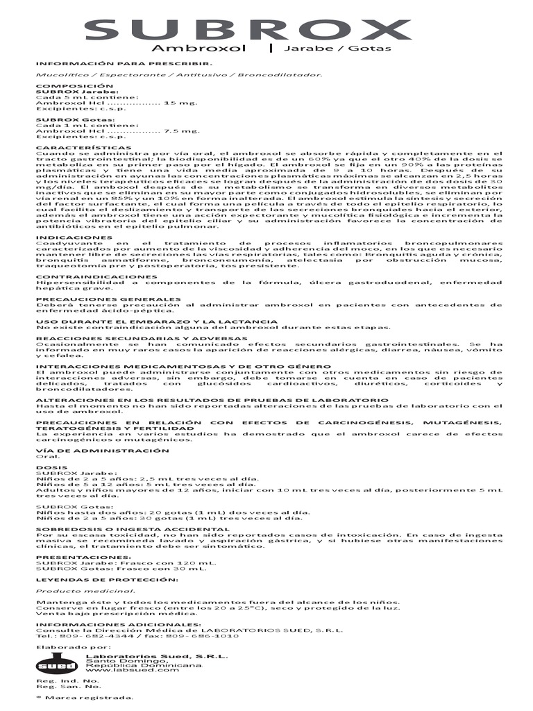 Subrox Inserto WEB | PDF | Tos | Tratamientos médicos