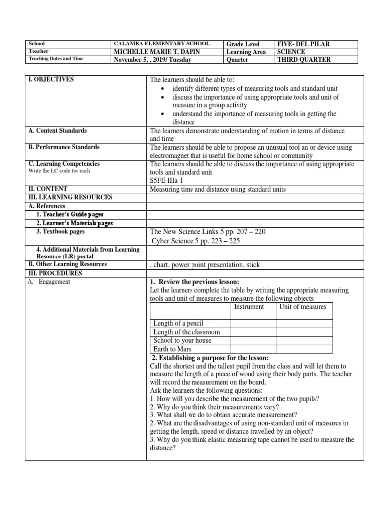 DLL Del Pilar (Science Nov. 5, 2010) | PDF | Measurement ...