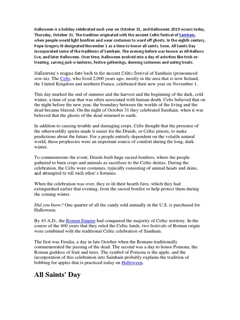 Halloween Origin | PDF | Halloween | Trick Or Treating