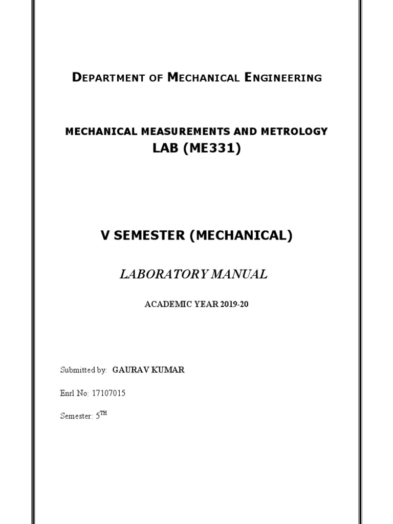 Mechanical Measurements Lab Manual | PDF | Sensor | Accuracy And Precision