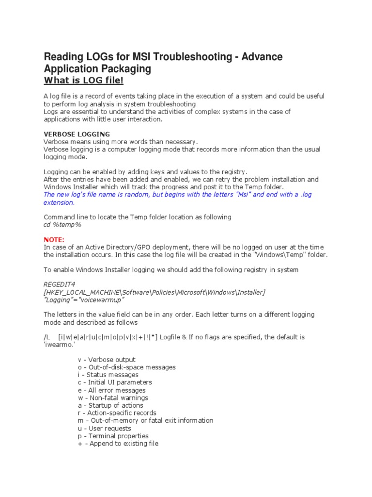 Reading LOGs For MSI Troubleshooting | PDF | Windows Registry ...