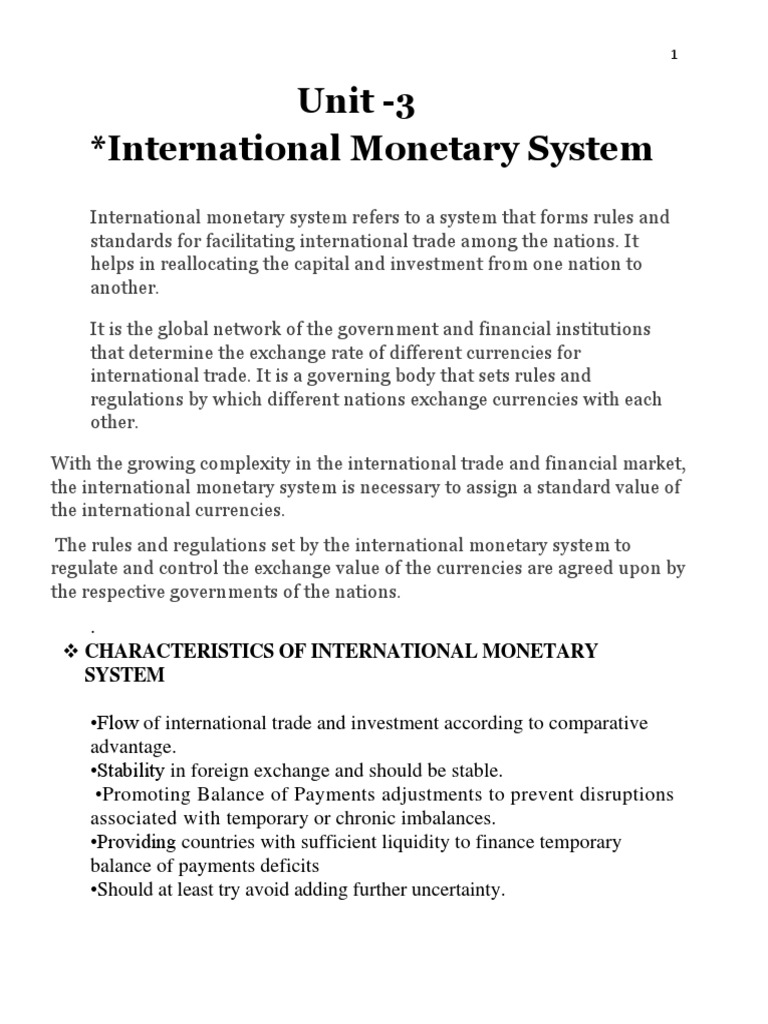 International Monetary Systems Explained | PDF | International ...