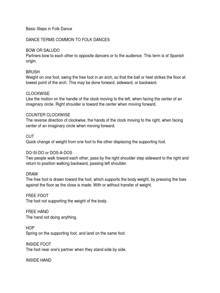 Basic Steps in Folk Dance | PDF | Foot | Sports