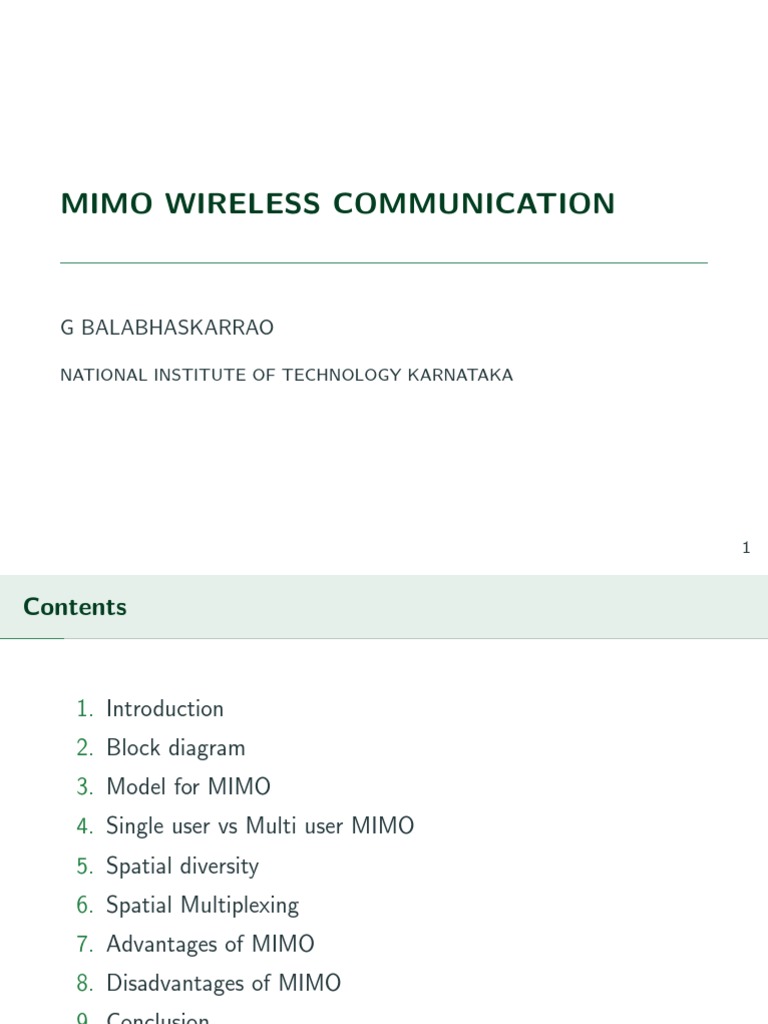 Mimo Wireless Communication: G Balabhaskarrao | PDF | Mimo | Multiplexing