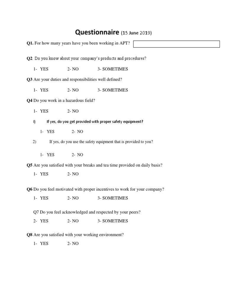 Questionary | PDF