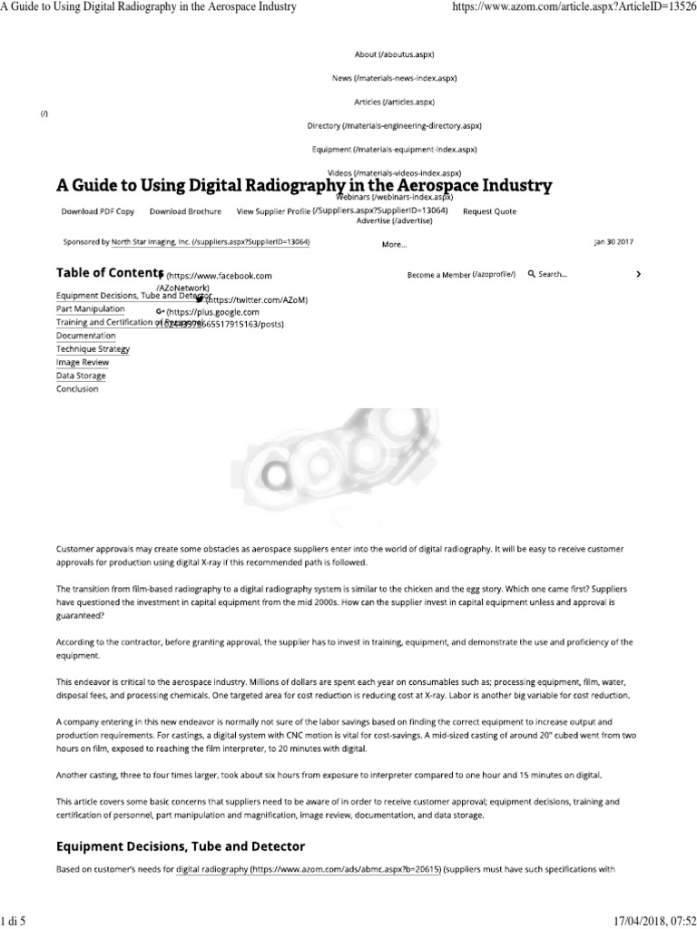 A Guide To Using Digital Radiography in The Aerospace Industry | PDF