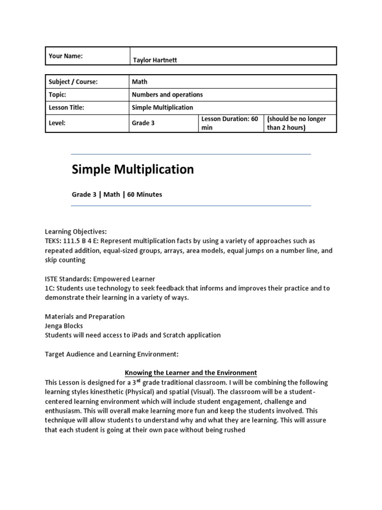 Tpack Lesson Plan | PDF | Scratch (Programming Language) | Attention