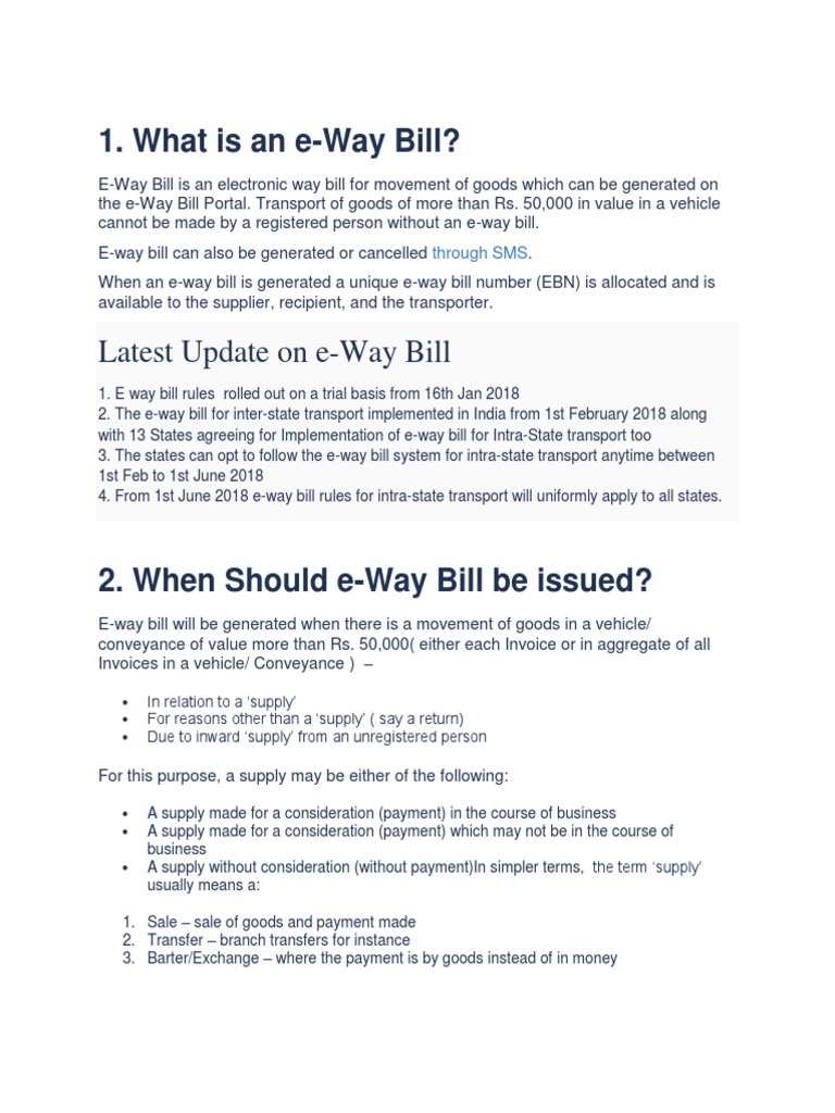 E Way Bill Document | PDF | Invoice | Cargo