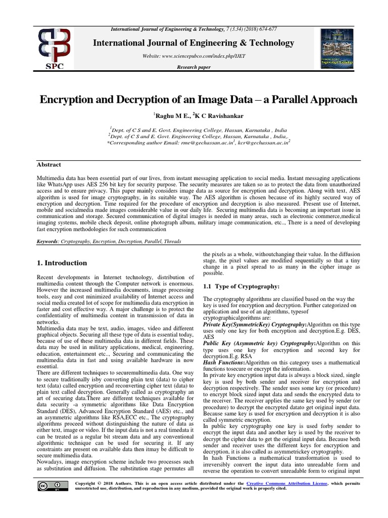 Encryption and Decryption of An Image Data and Information One Parallel Approach | PDF ...